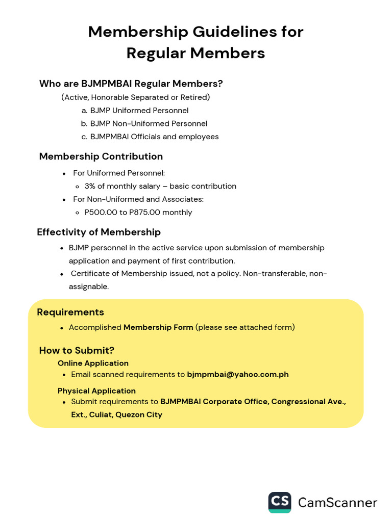 BJMPMBAI Membership Guidelines | PDF