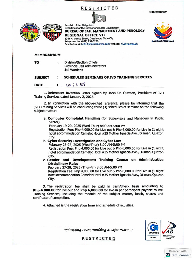 Scheduled Seminars of JVD Training Services | PDF