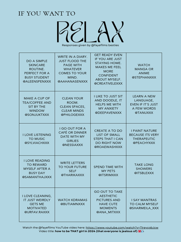 Self-Care Ideas For When You Want To Relax | PDF