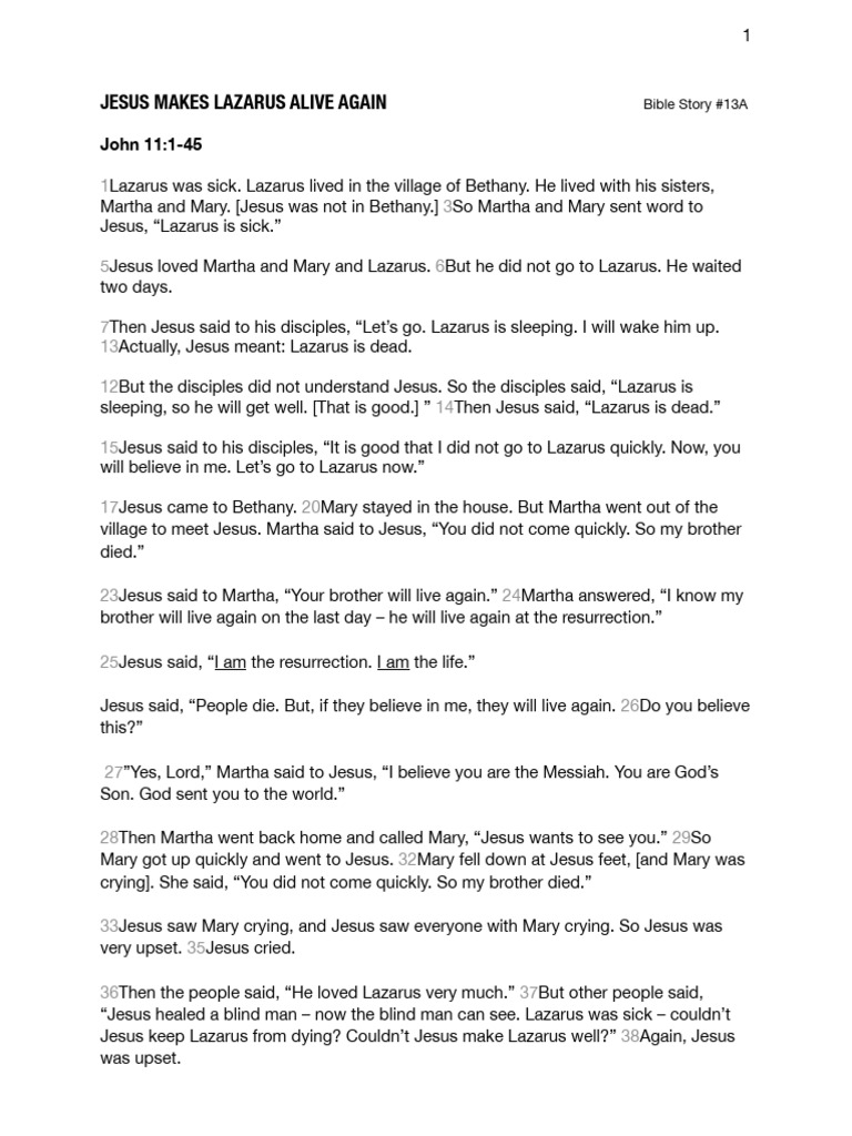 Jesus Raises Lazarus from the Dead | PDF | Lazarus Of Bethany | Jesus