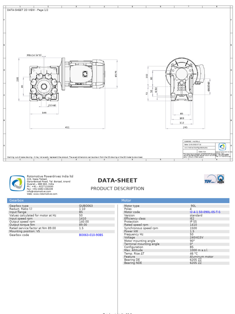 QUBO063 Gearbox and Motor Data Sheet | PDF | Electricity | Electrical ...
