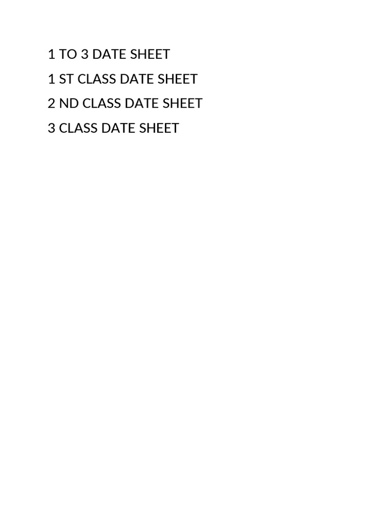 1 To 3 Date Sheet | PDF