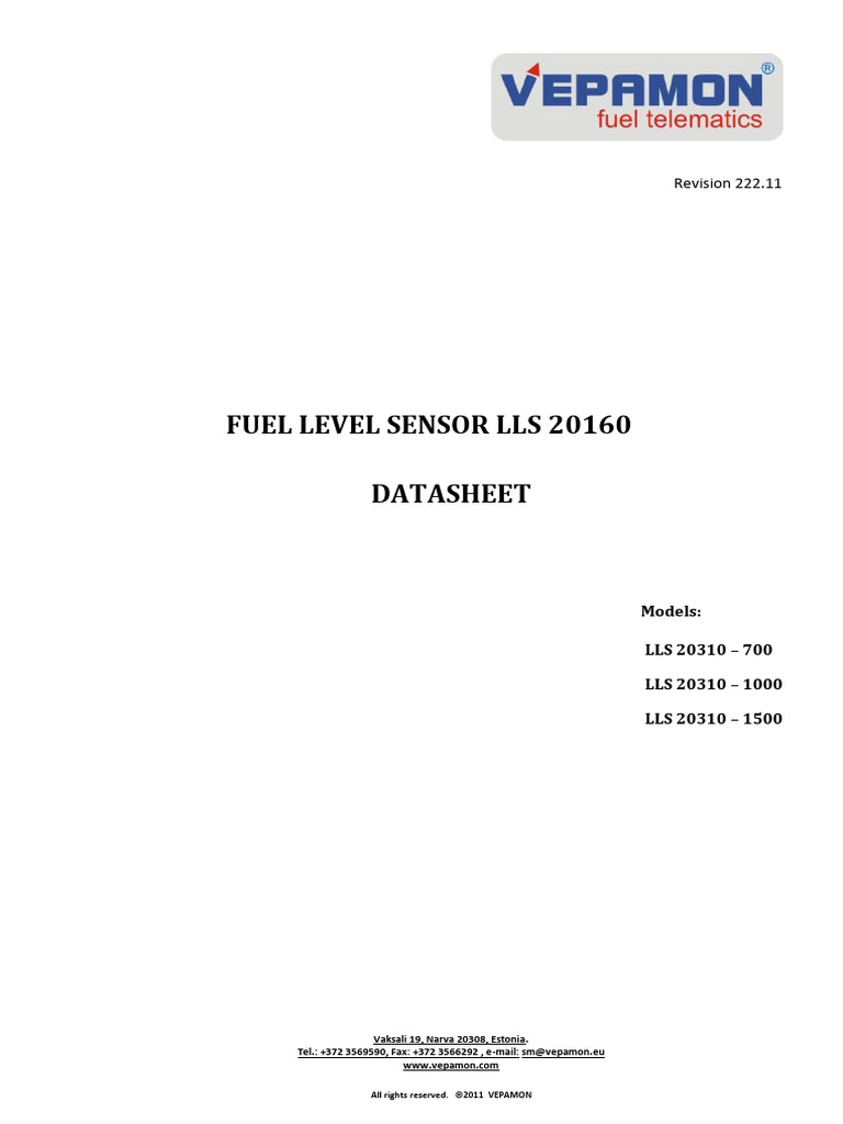 Datasheet For LLS Model 20160 Rev. 222.11 | PDF | Screw | Electronics