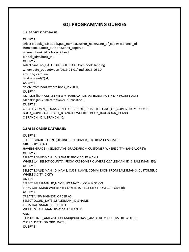 DB QUERIES-converted | PDF | Databases | Data Management