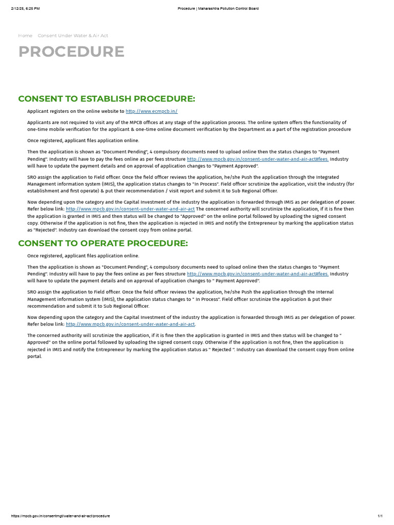 Procedure _ MPCB | PDF