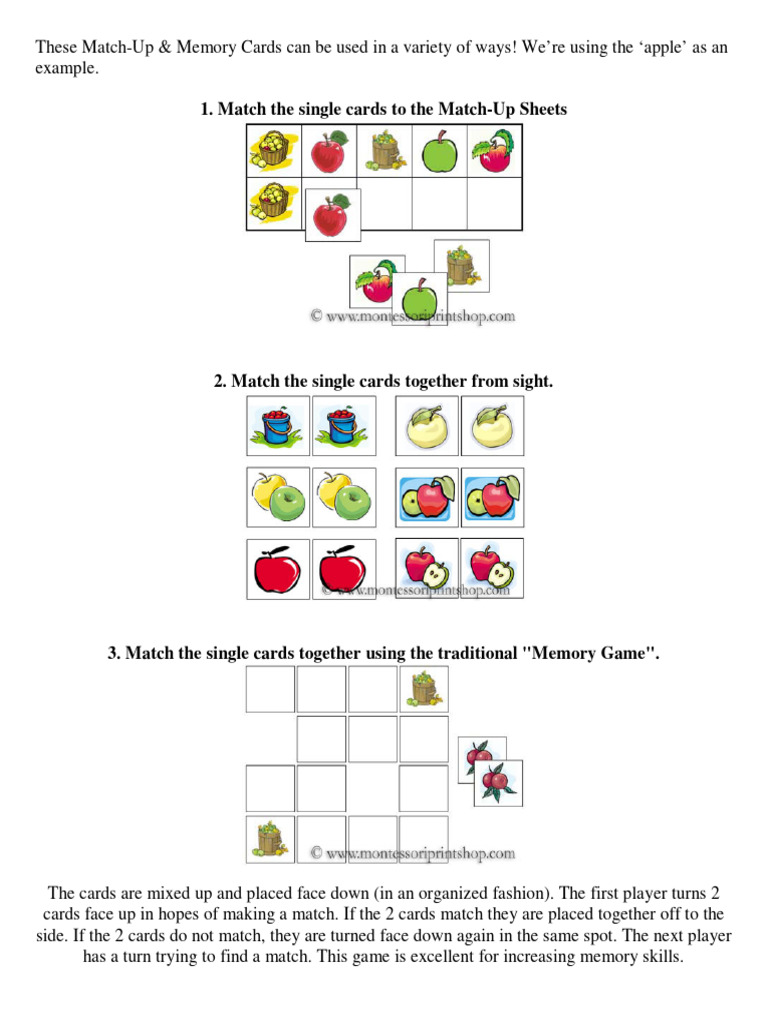 Montessori Memory Card Games | PDF