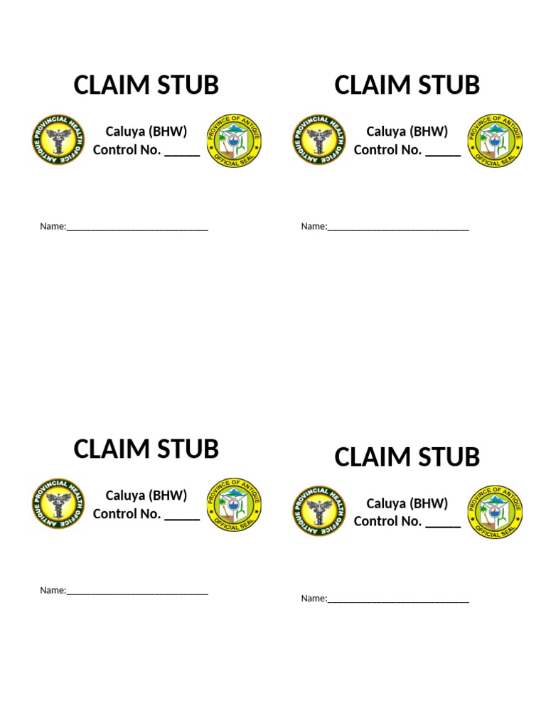Claim Stub (BHW) | PDF