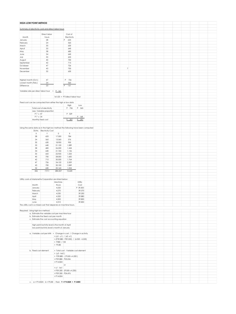 Illustration Separation of Mixed Costs 1 | PDF