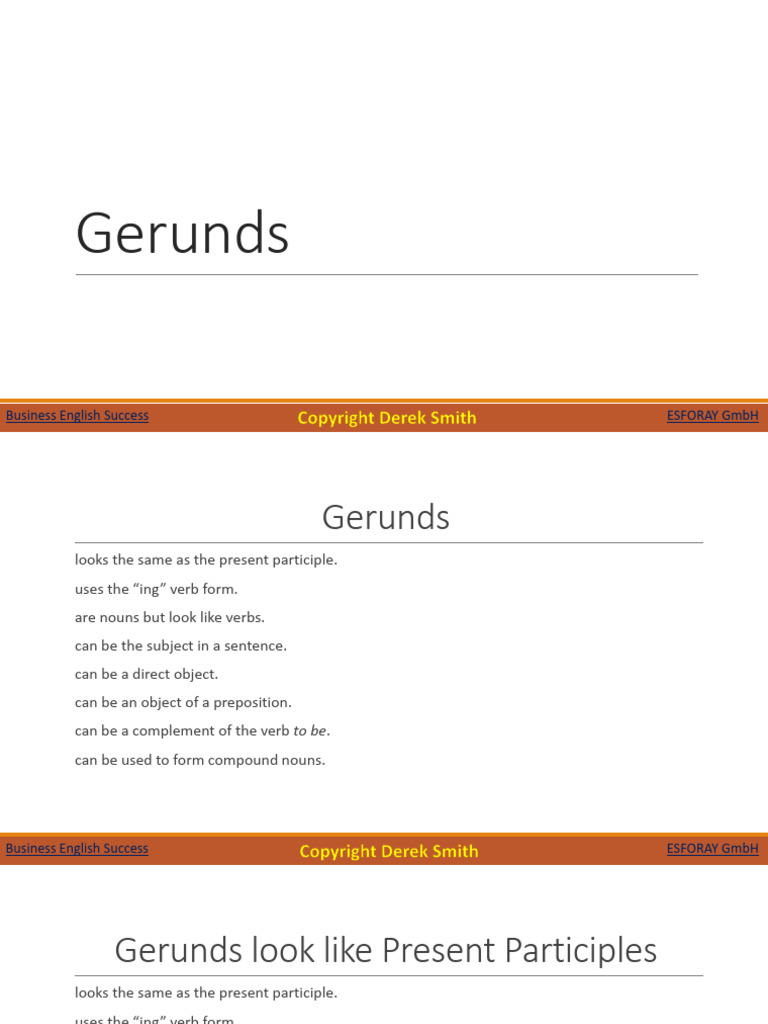 gerunds | PDF | Verb | English Language