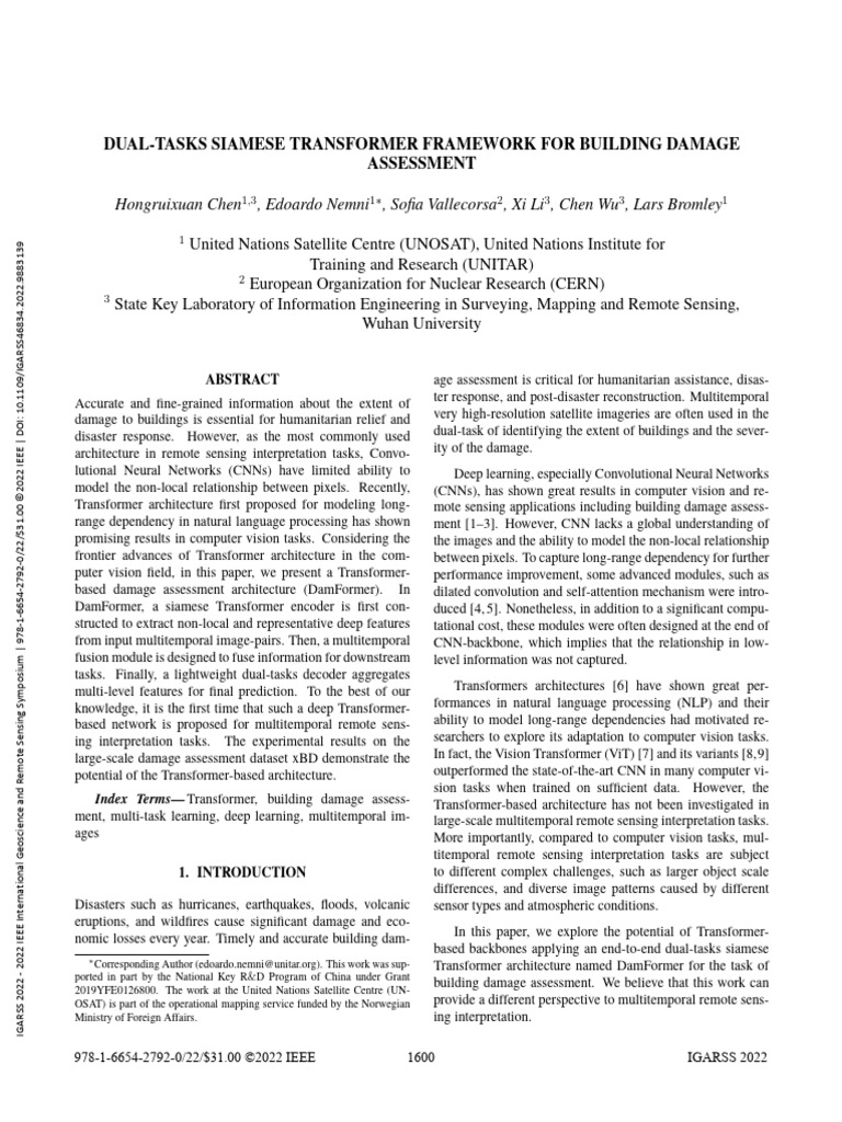 Dual-Tasks_Siamese_Transformer_Framework_for_Building_Damage_Assessment | PDF | Computing ...