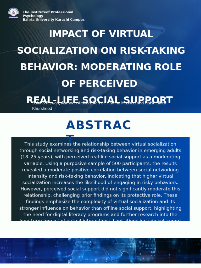 Impact of Virtual Socialization On Risk-Taking Behavior Moderating Role ...