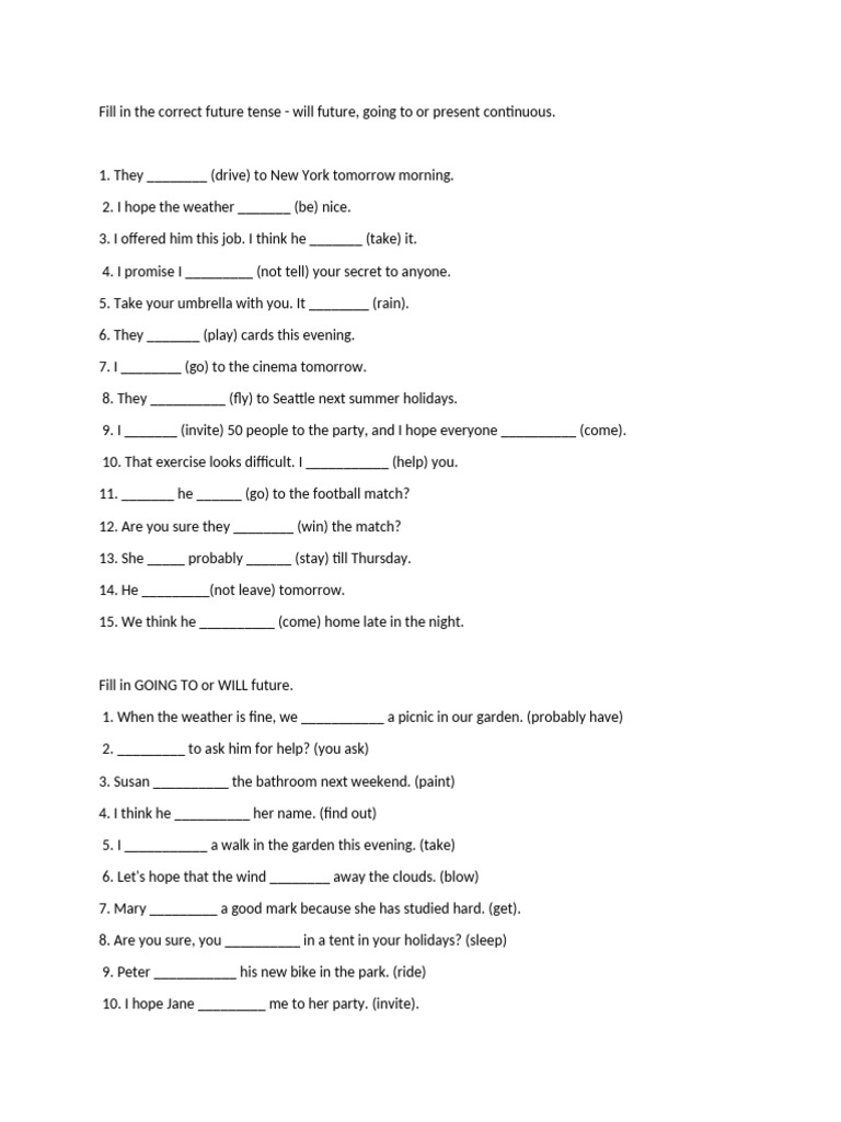 Homework Unit 4 Future Tenses Pdf