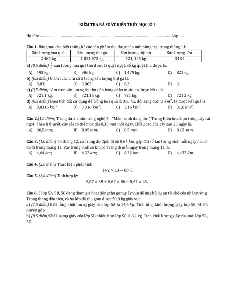 Đề HK1 K5 Rà Soát | PDF