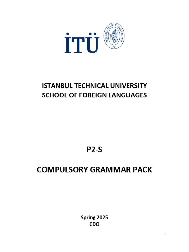 P2-S Compulsory Grammar Pack Spring 2025 | PDF | Verb | Question