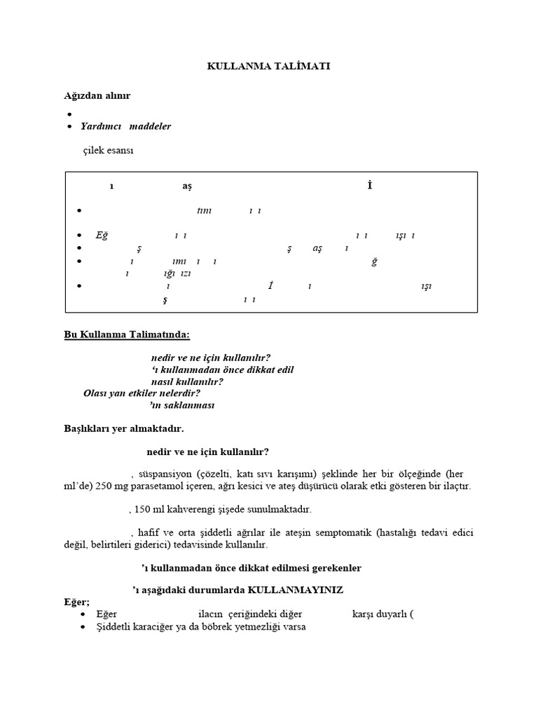 Parol Plus 250mg 5ml Oral Suspansiyon KT | PDF