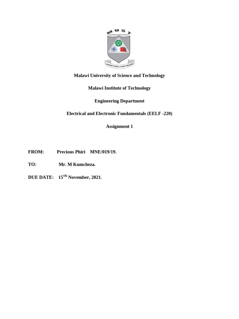 EELF ASSIGNMENT | PDF | Electricity | Electrical Engineering