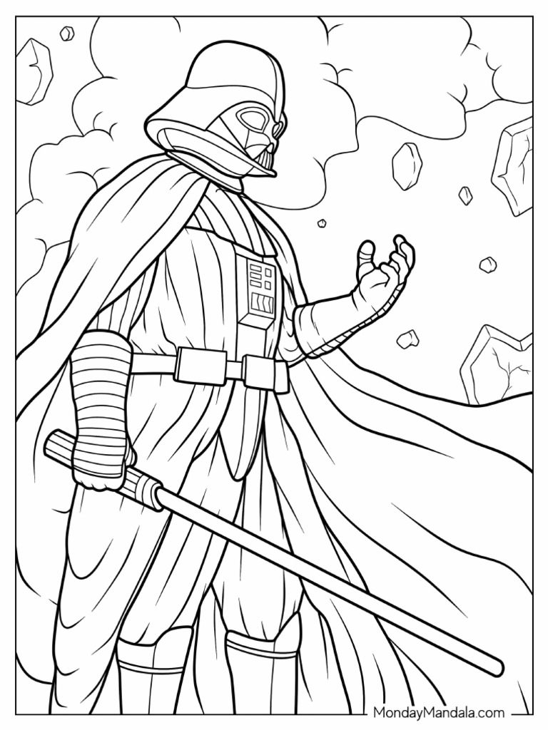 Detailed Darth Vader Using The Force Coloring Sheet | PDF