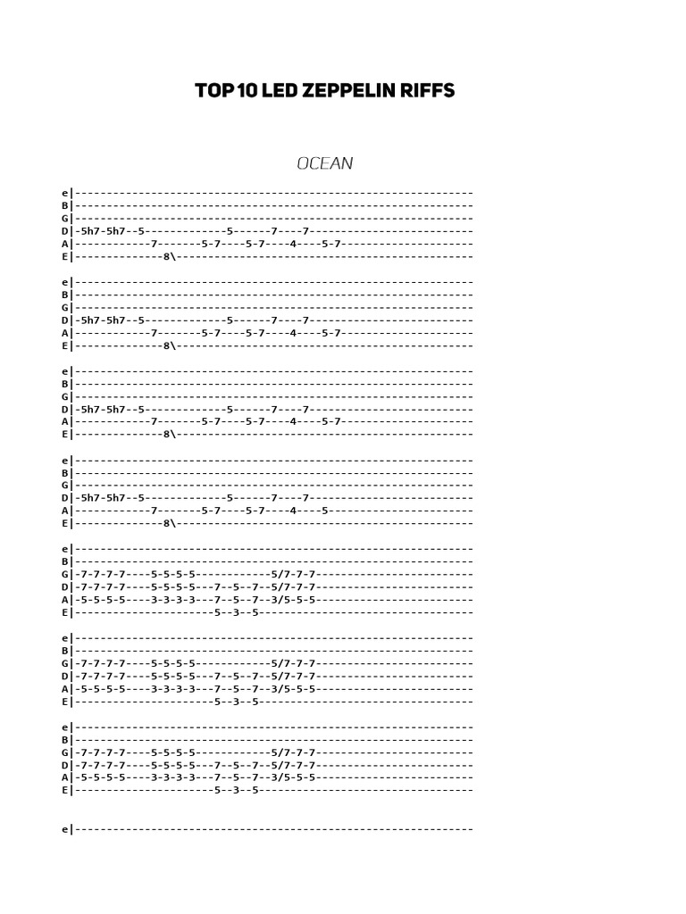 Top 10 Led Zeppelin Riffs | PDF | Jimmy Page
