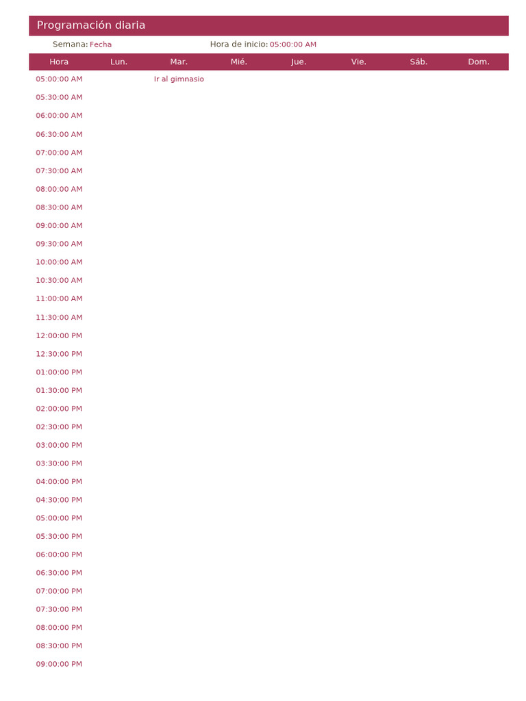 Horario Semanal de Actividades | PDF