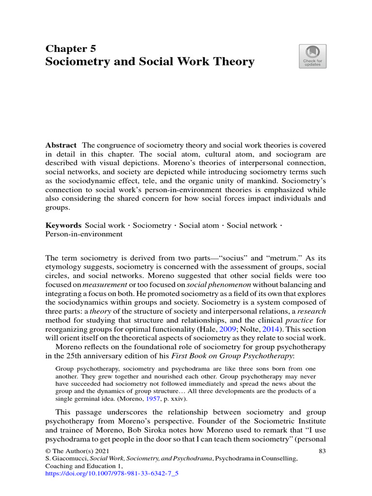 Sociometry and Social Work Theory | PDF | Psychology