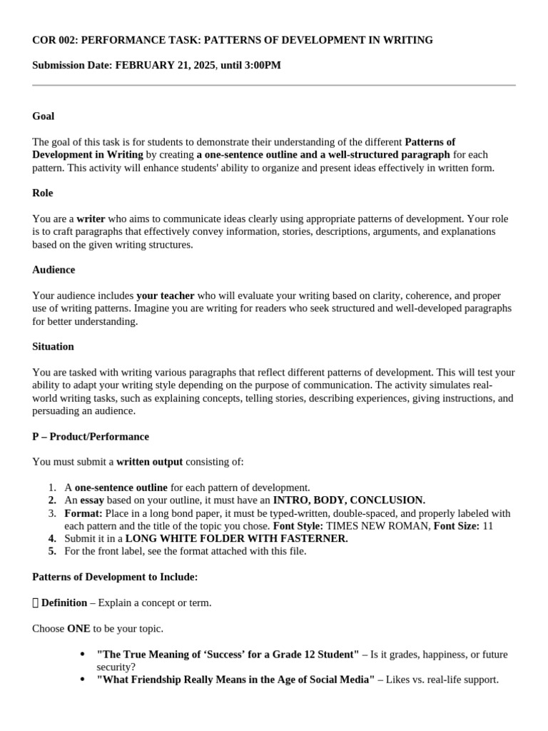 Cor 002 Performance Task | PDF | Adolescence | Self Esteem