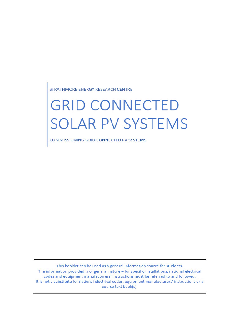 Commissioning Grid Connected PV Systems - Handbook | PDF | Photovoltaic System | Photovoltaics