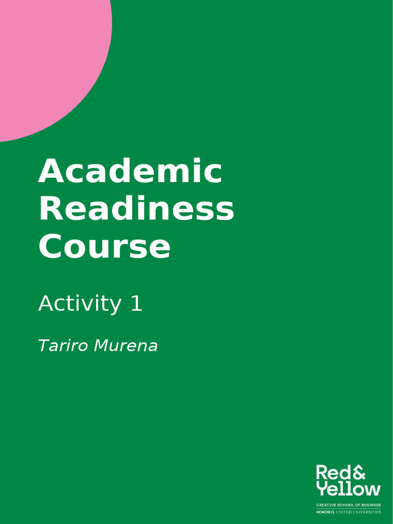 Academic Readiness Reflection Essay | PDF | Learning | Essays