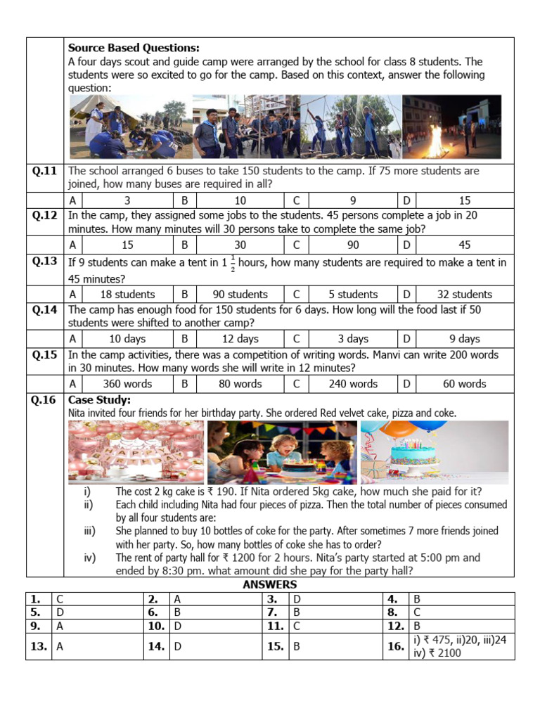 Class 8 Direct & Inverse Proportion MCQs | PDF