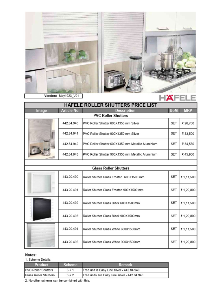 HAFEEL Roller Shutter May'23 MRP | PDF