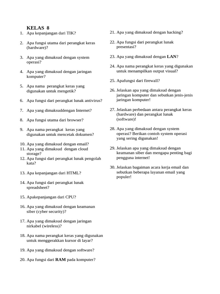 STS Tik Kelas 8 | PDF