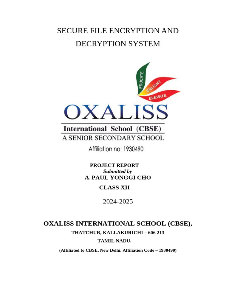 Student Encryption Project Report | PDF | Computer Science | Secure Communication