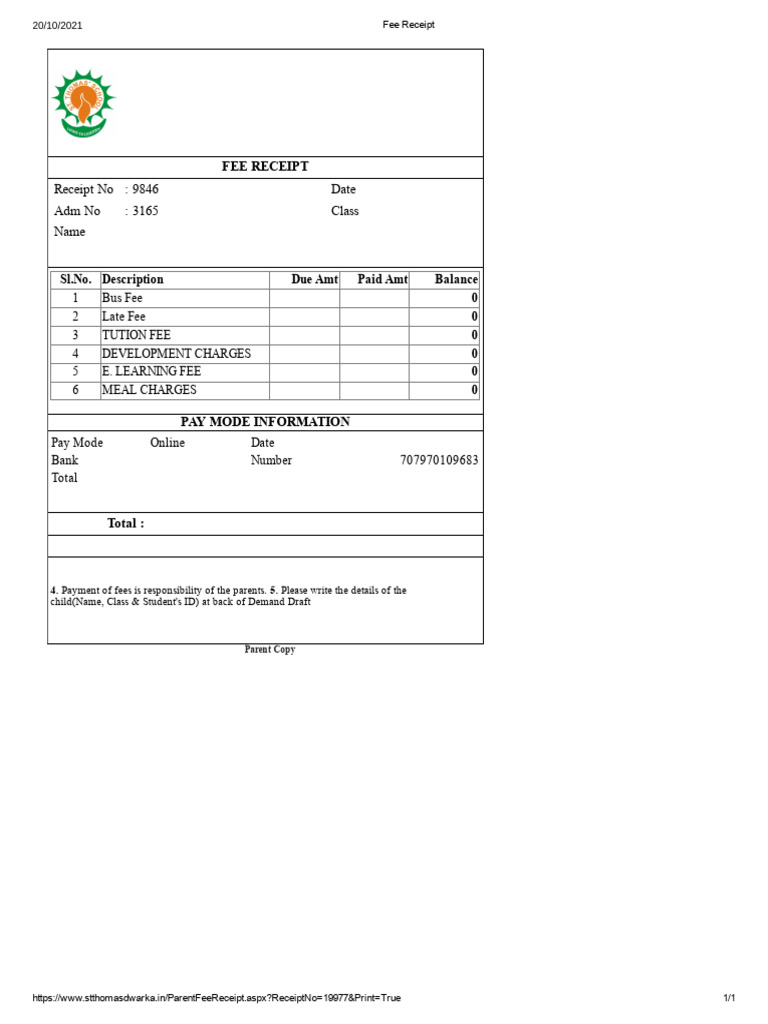Fee Receipt for Bachpan Play School | PDF | Payments