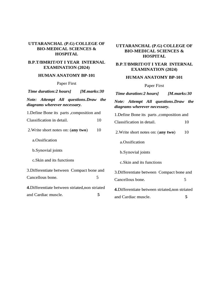 ANATOMY INTERNAL PAPER | PDF