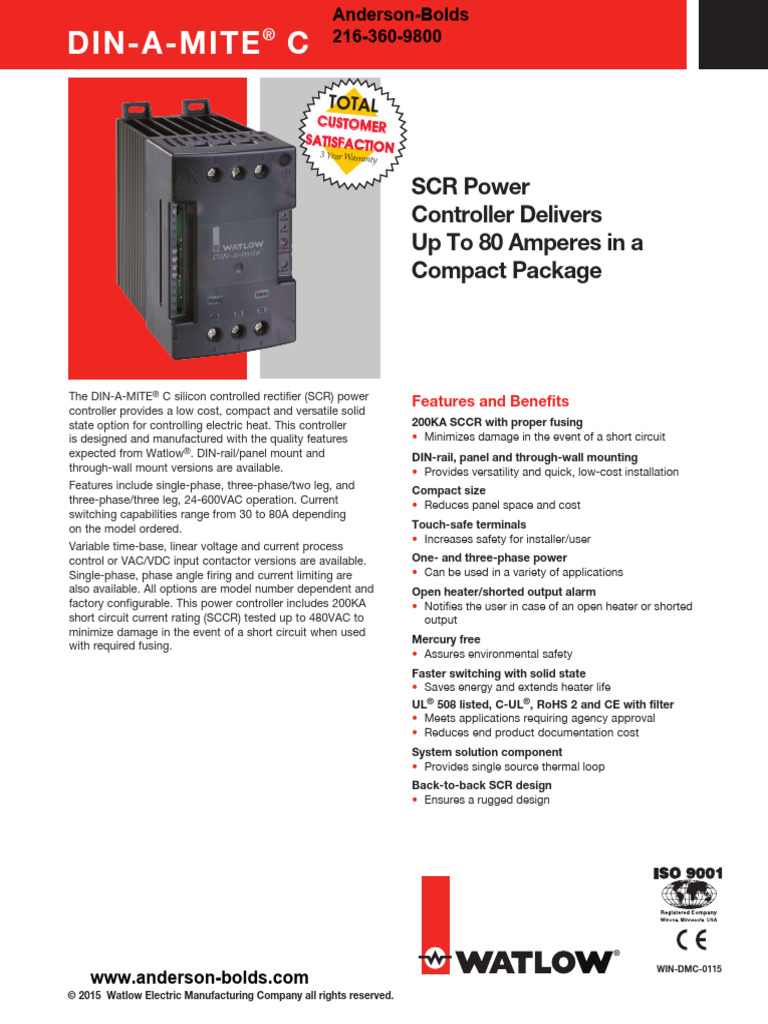 DS - Watlow - DIN-A-MITE - SCR Power Supply | PDF | Power Supply | Fuse ...