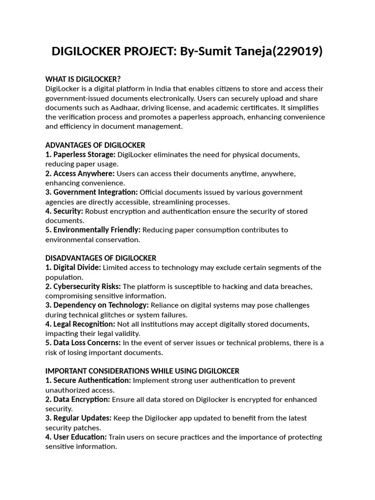 Digi Locker Project (229019) | PDF | Security | Computer Security