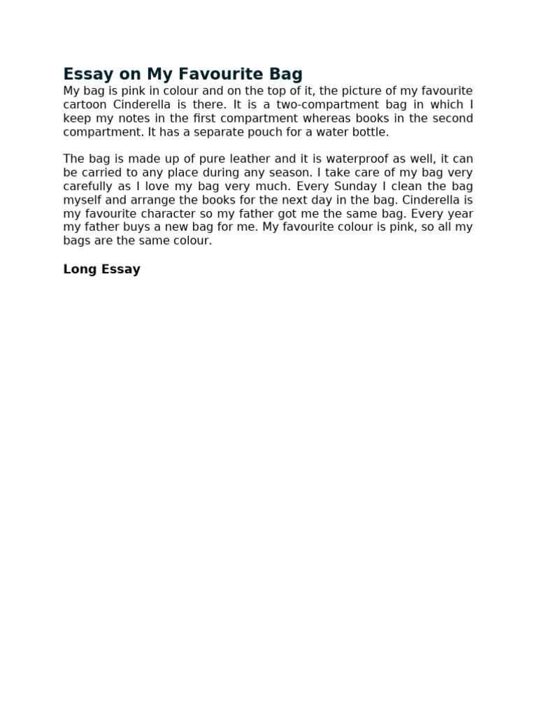 Essay On My Favourite Bag | PDF