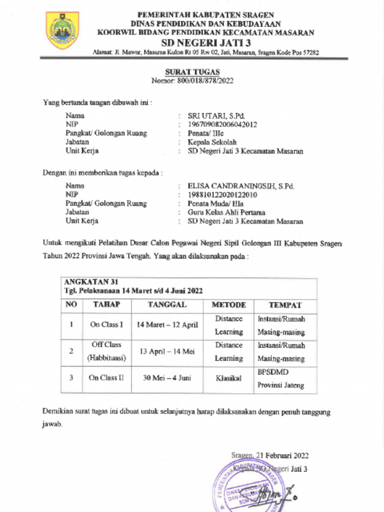 Latsar Surat Tugas | PDF