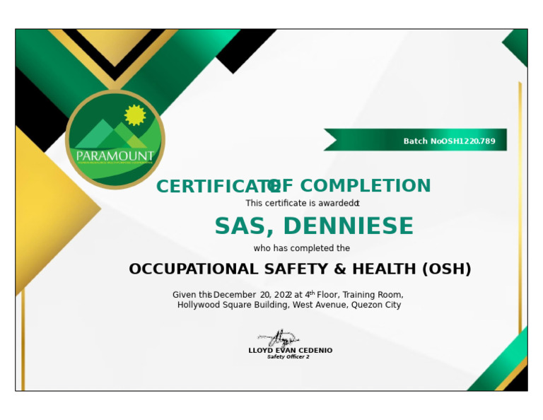 Osh Cert | PDF