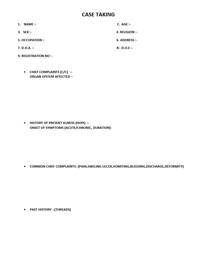 Case Taking Surgical PDF | PDF