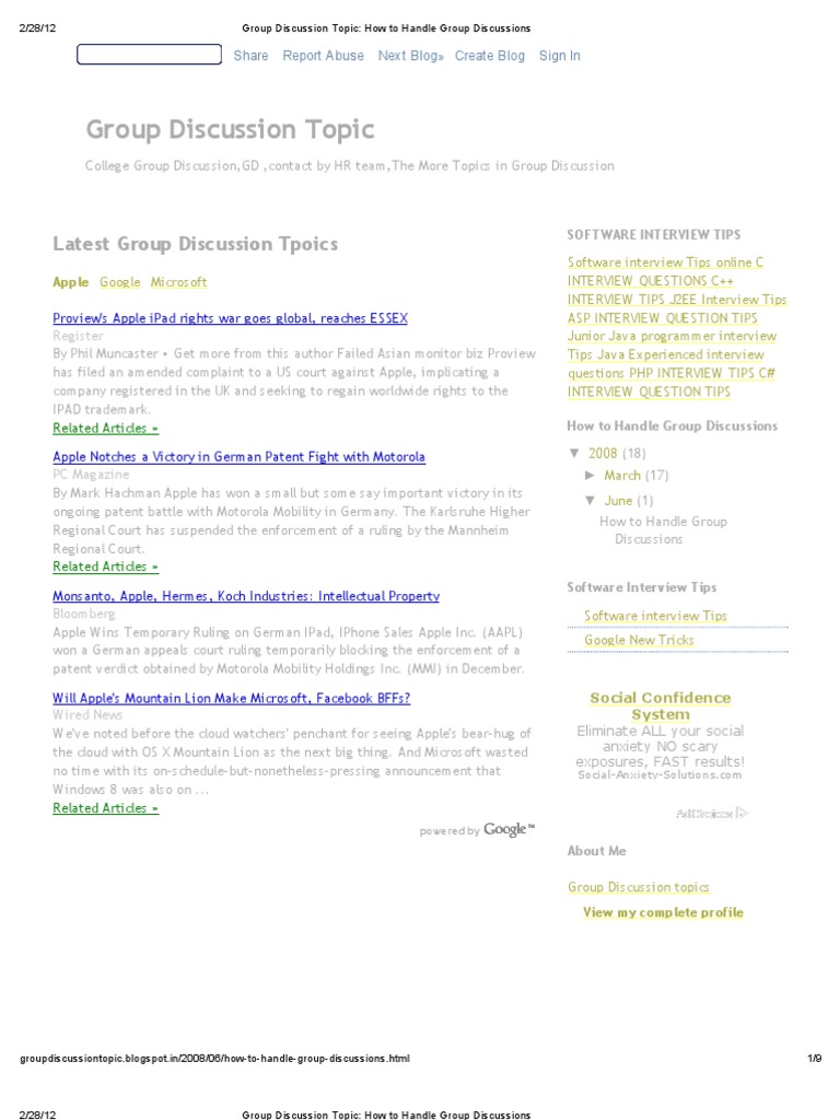 Group Discussion Topic - How To Handle Group Discussions | PDF | Apple ...