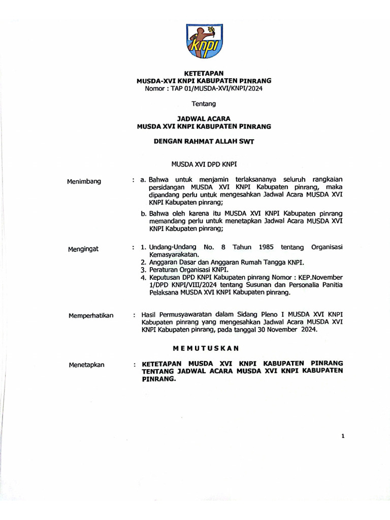 Draf Konsederan Musda KNPI | PDF