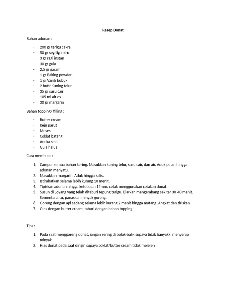 Resep Praktek Ke 2 Donat | PDF