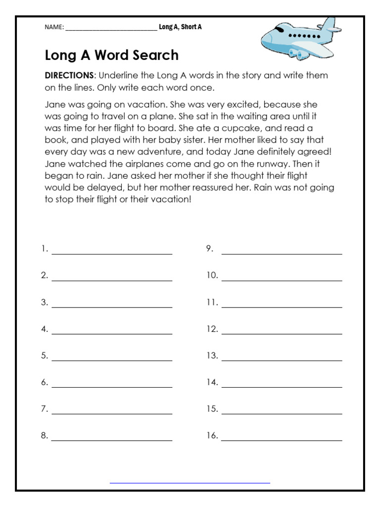 Long A Word Search | PDF