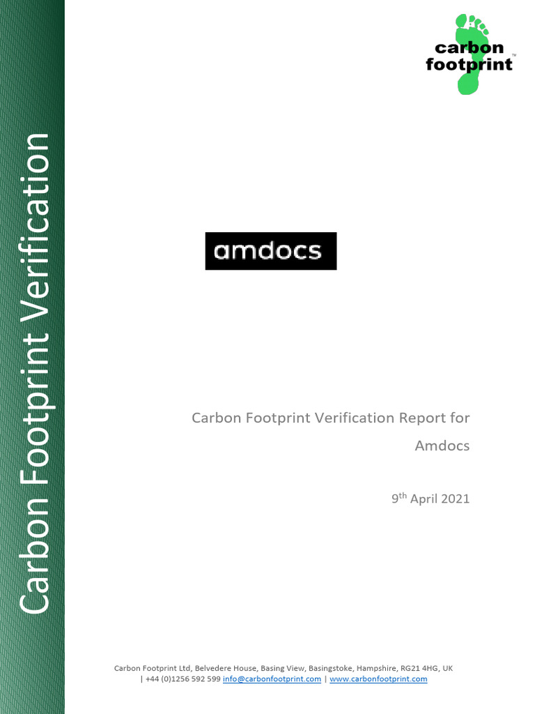 2021 04 ISO 14064 3 Verification Report Amdocs v1 | PDF | Carbon Footprint