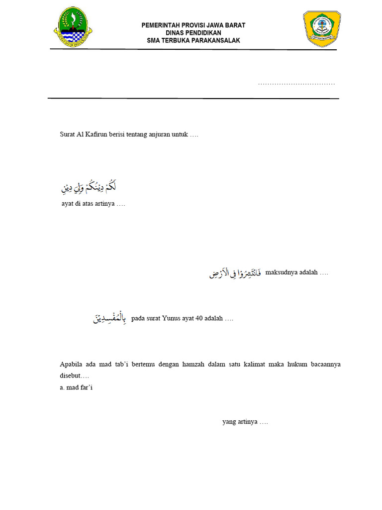 Soal Pas Pai - TKB Cimuncang | PDF