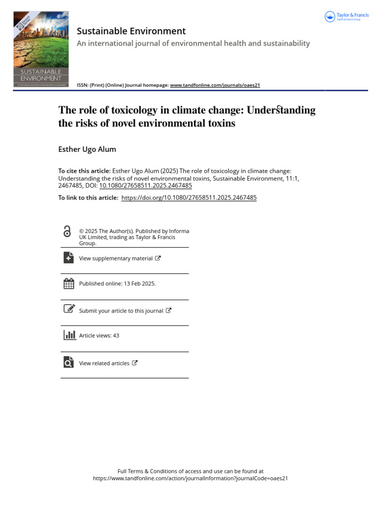 Toxicology's Role in Climate Change Risks | PDF | Toxin | Air Pollution