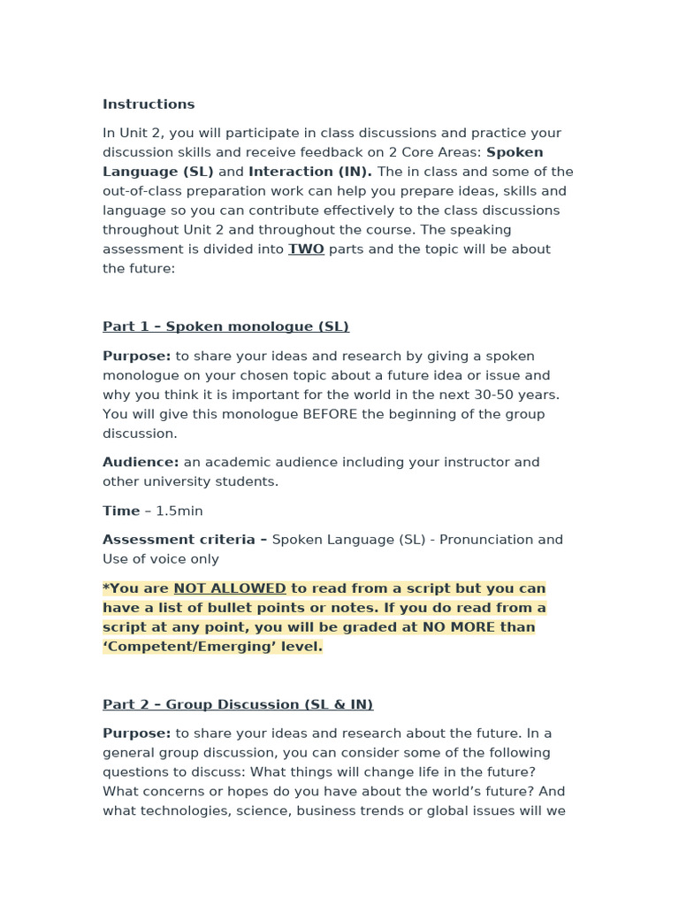 Future Discussion Skills Assessment Guide | PDF | Cognition | Communication