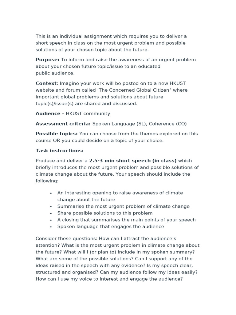 Speaking Task 2 Instruction | PDF