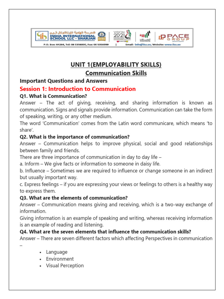 Communication Skills: Key Concepts & Types | PDF | Verb | Communication