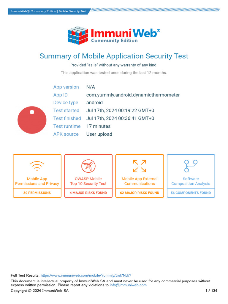 Yummly Immuniweb Mobile App Security Test Report Jisl7nd7 Pdf Java Programming Language